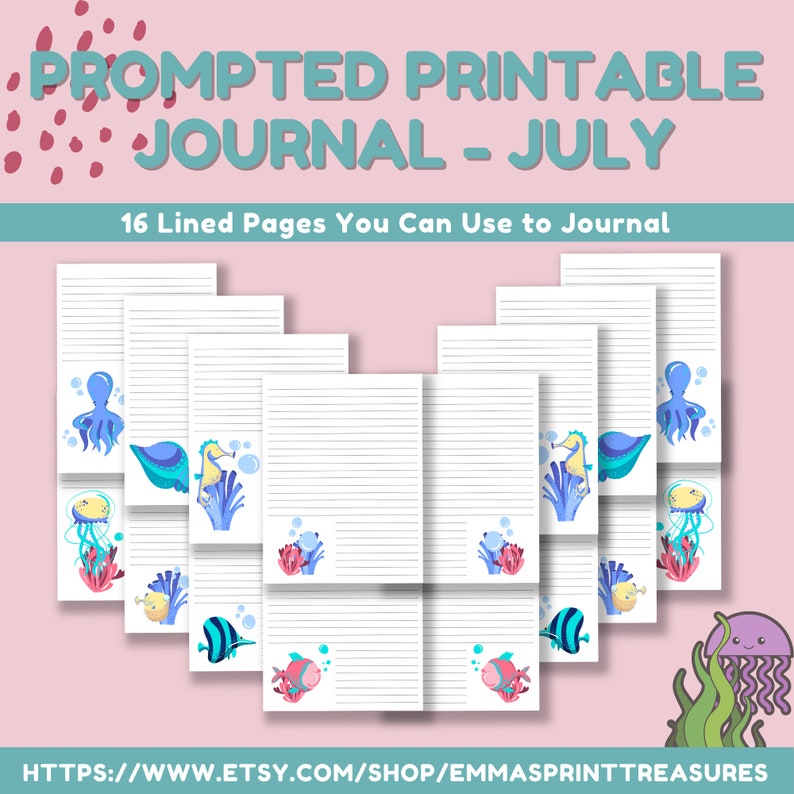 My July Journal 31 Unique Prompts Monthly Overview Themed Lined Journal ...