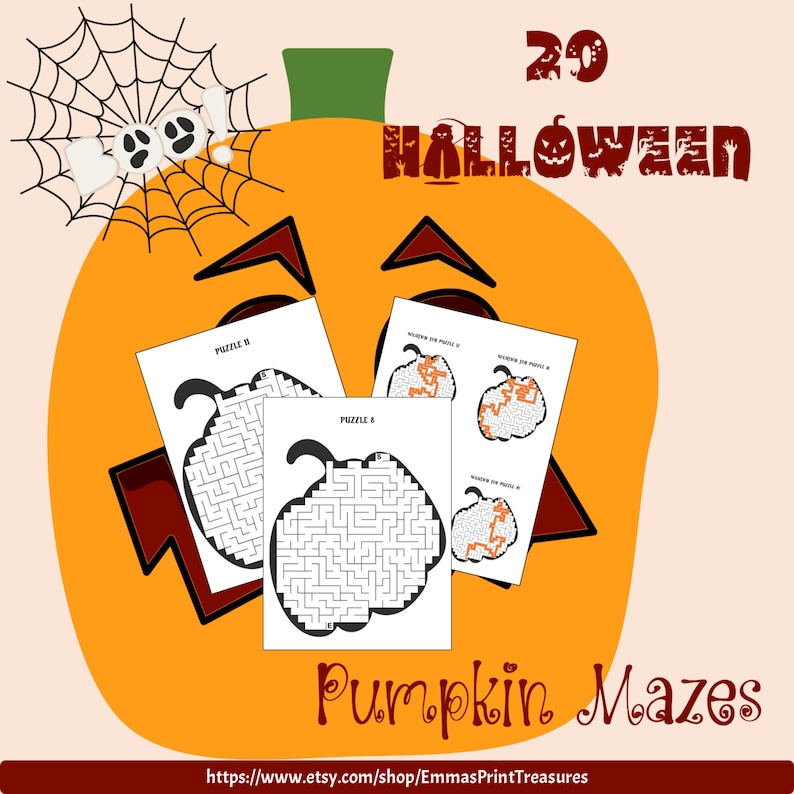 20 Halloween Pumpkin Mazes and Solutions Relax and Enjoy Solving These ...