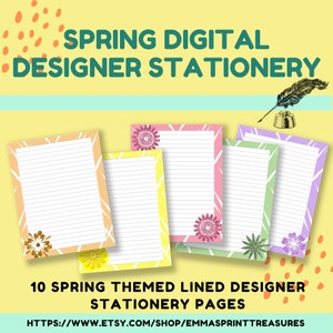 Spring Digital Designer Stationery| Digital Planner Inserts| Set of 10 ...