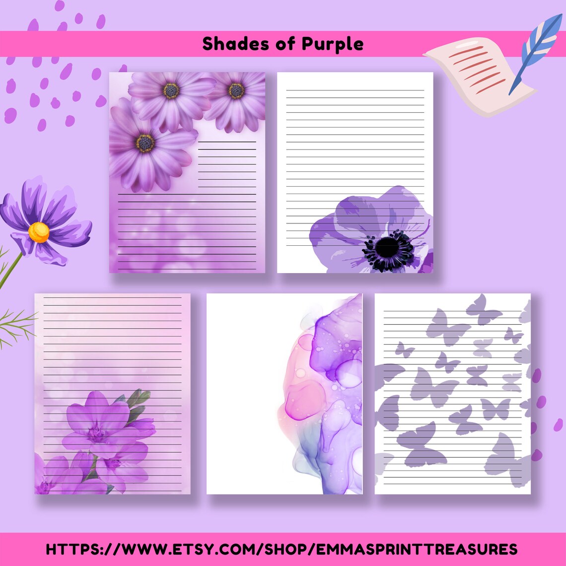 Shades of Purple Digital Designer Stationery Digital Planner - Etsy