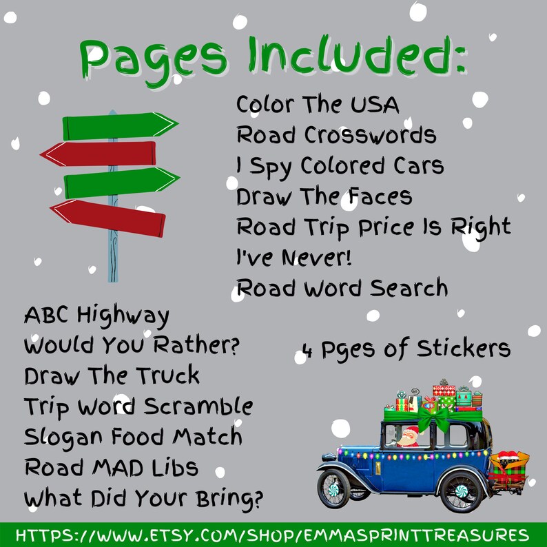 Christmas Vacation Road Trip Games + Stickers| Travel Activities for ...