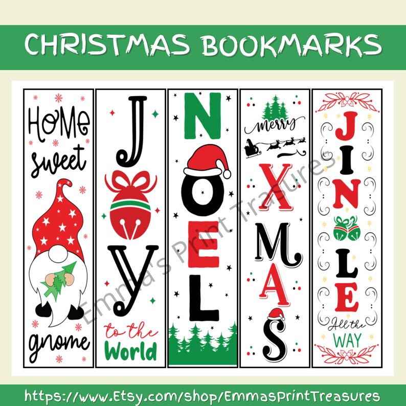 25 Christmas Bookmarks| 2x8 In| Makes a Great Stocking Stuffer for Your ...