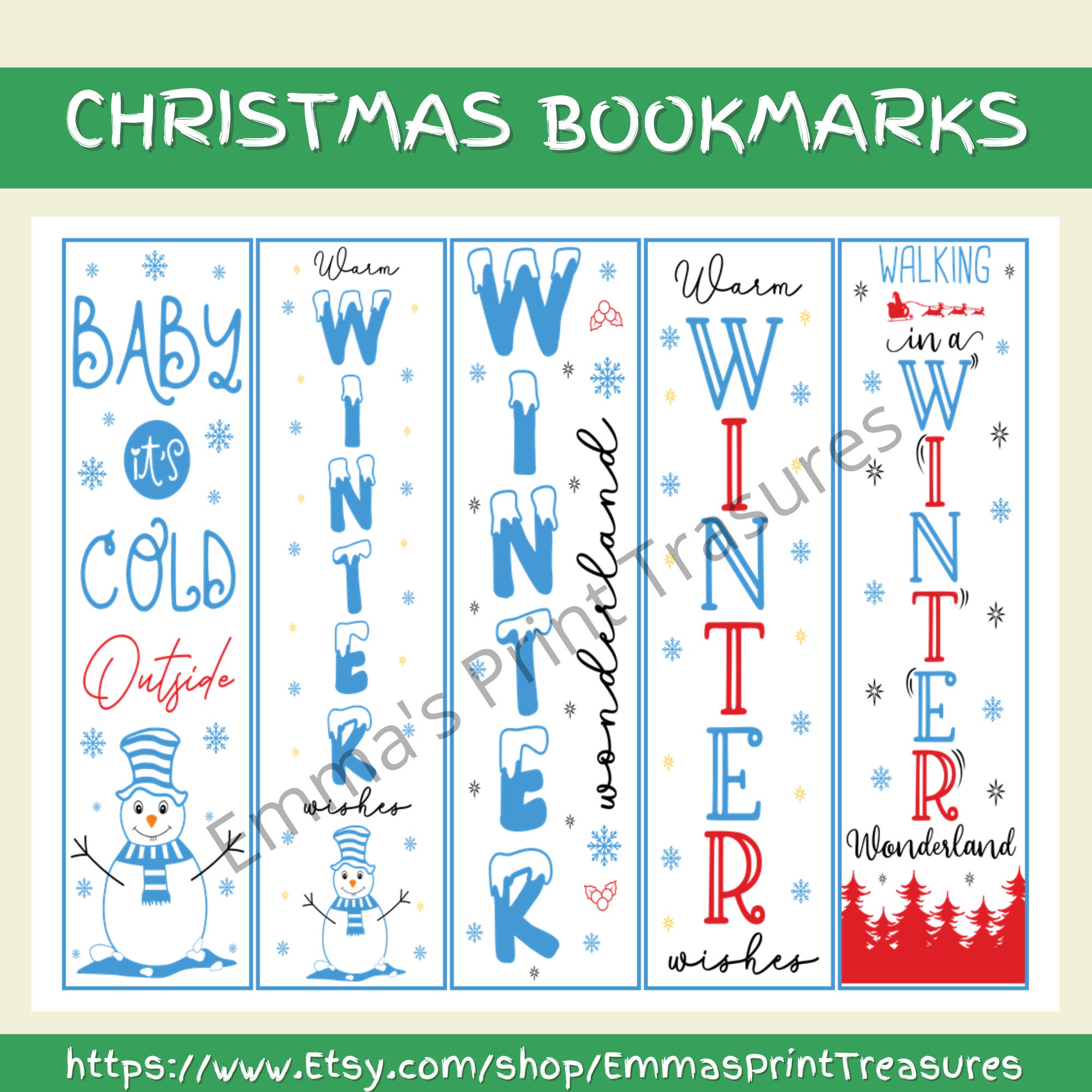 25 Christmas Bookmarks| 2x8 In| Makes a Great Stocking Stuffer for Your ...