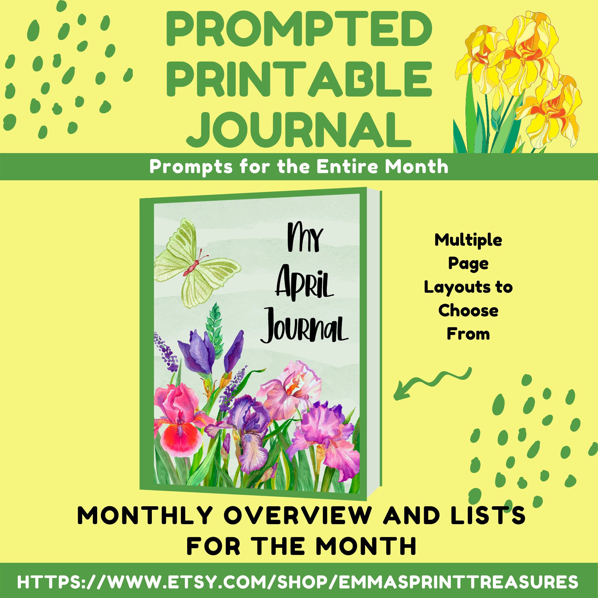 My April Journal 31 Unique Prompts Monthly Overview Themed Lined ...