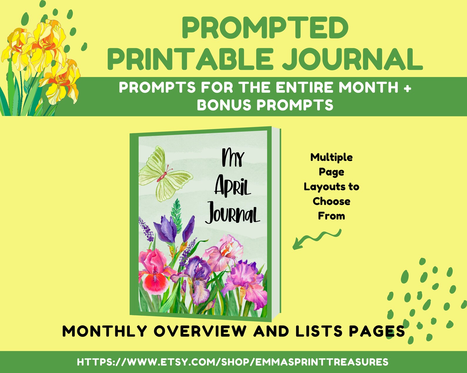 My April Journal 31 Unique Prompts Monthly Overview Themed Lined ...