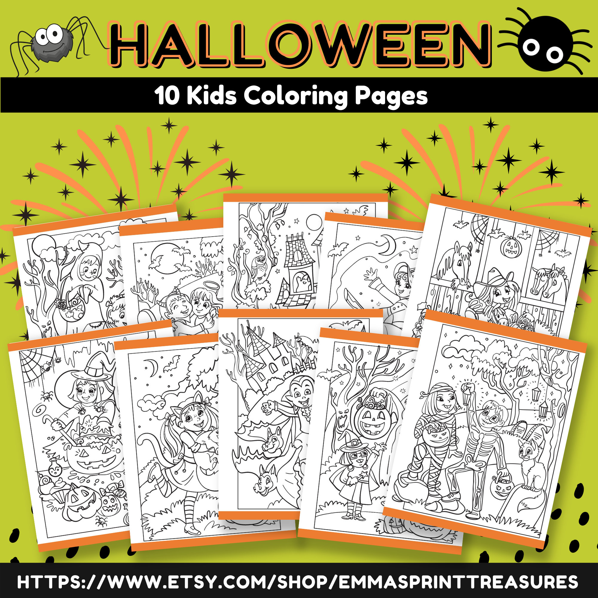 10 Kids Halloween Coloring Pages| Print and Color| Hours of Coloring ...