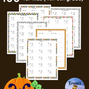 Halloween Math Printables for Kids| 4th to 6th Grade| Addition ...