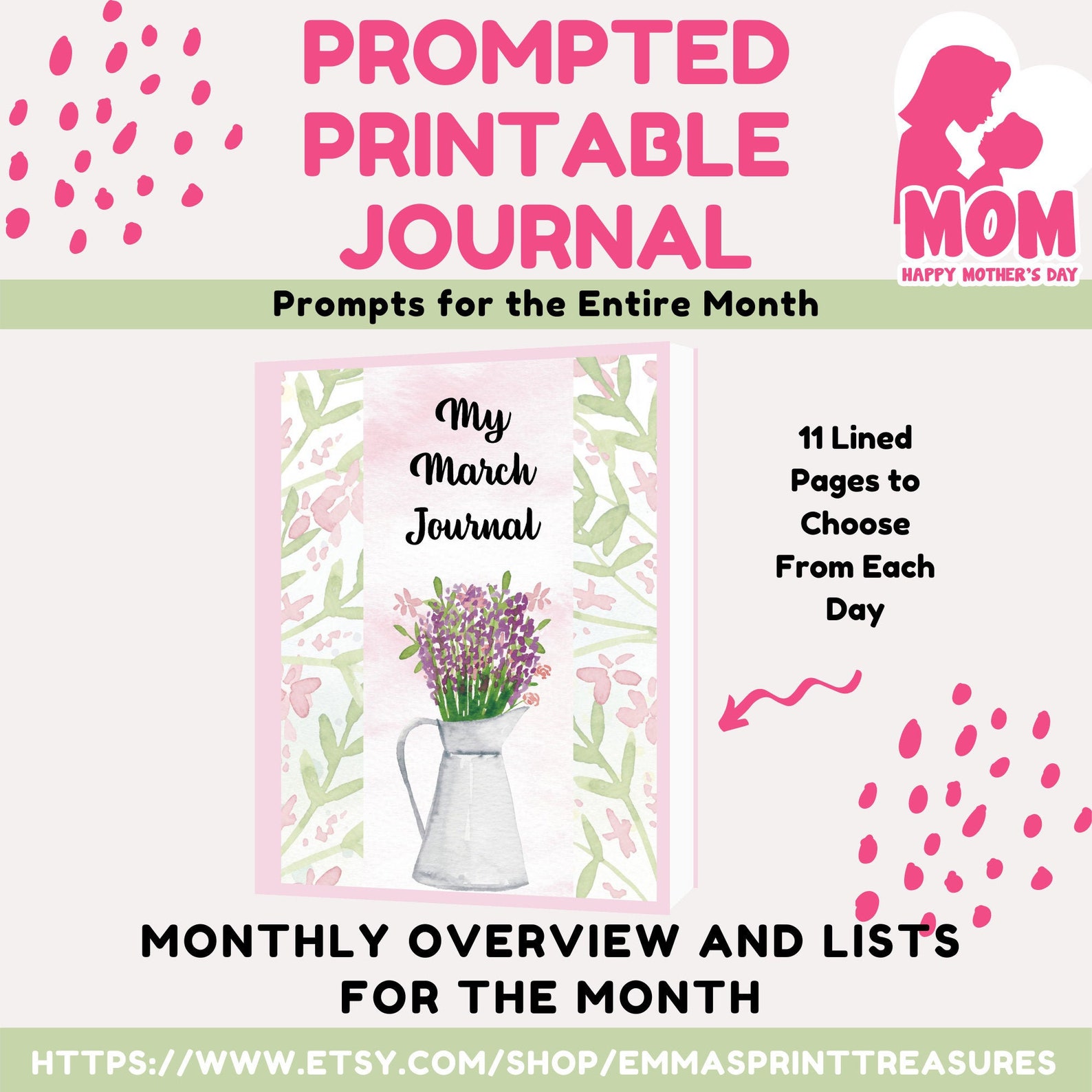 My March Journal 31 Unique Prompts Monthly Overview Themed - Etsy