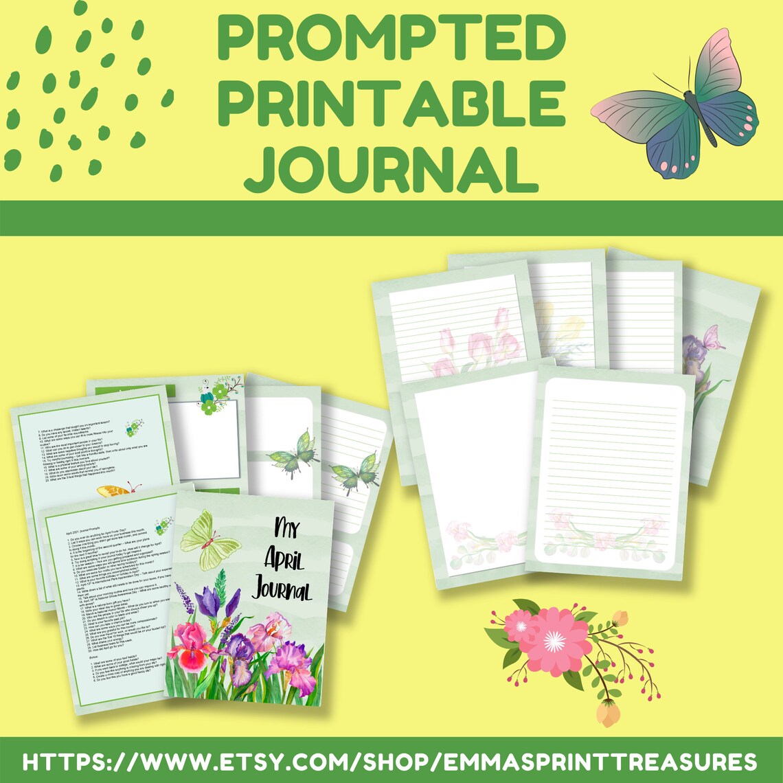 My April Journal 31 Unique Prompts Monthly Overview Themed Lined ...