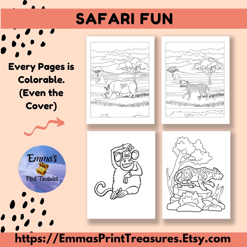 Safari Coloring & Activities - 20 Fun Pages| Every Page is Colorable ...