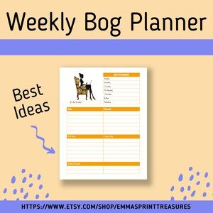 Printable Weekly Blog Planner Pages| 5 Colors - One for Each Week| Blog ...