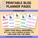 Printable Weekly Blog Planner Pages 5 Colors One for Each Week Blog ...