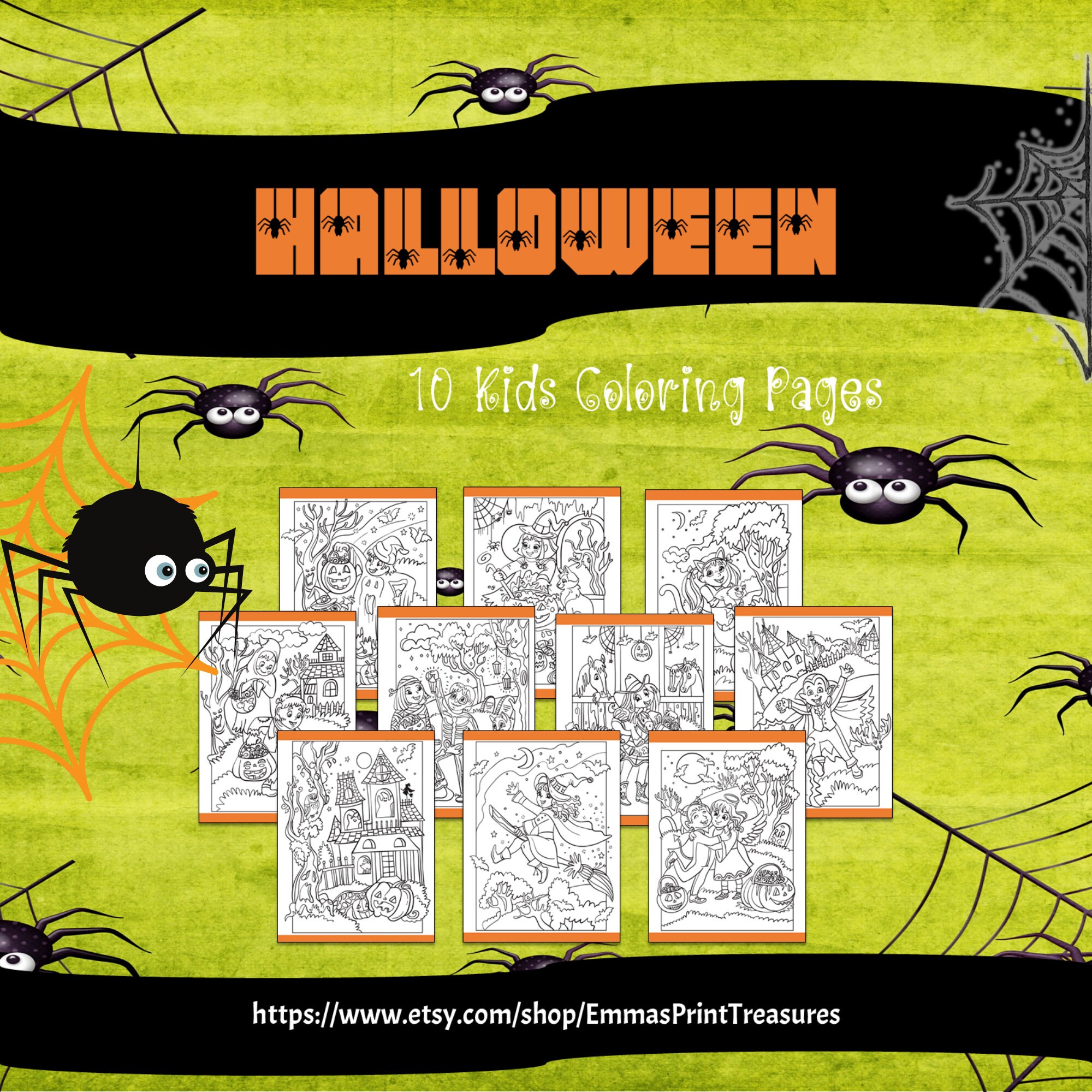 10 Kids Halloween Coloring Pages| Print and Color| Hours of Coloring ...