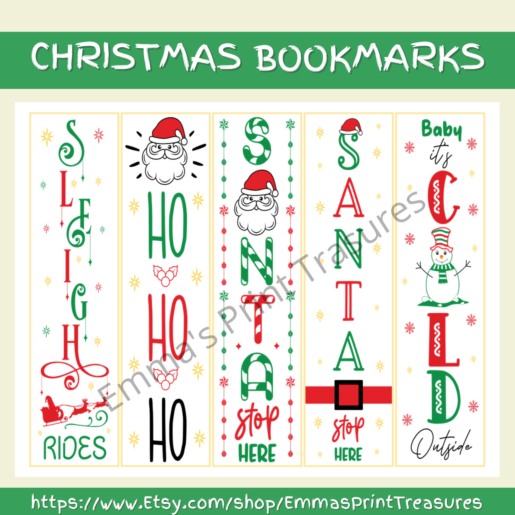25 Christmas Bookmarks| 2x8 In| Makes a Great Stocking Stuffer for Your ...