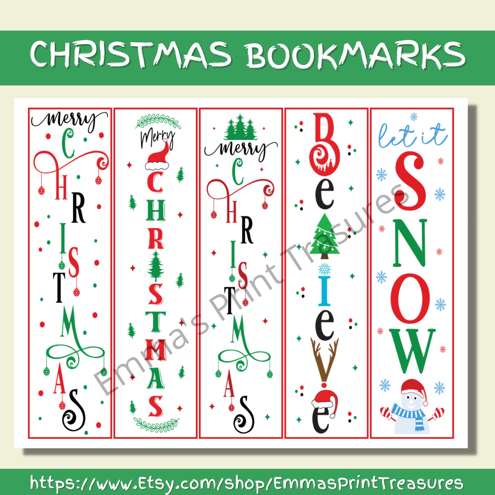 25 Christmas Bookmarks| 2x8 In| Makes a Great Stocking Stuffer for Your ...