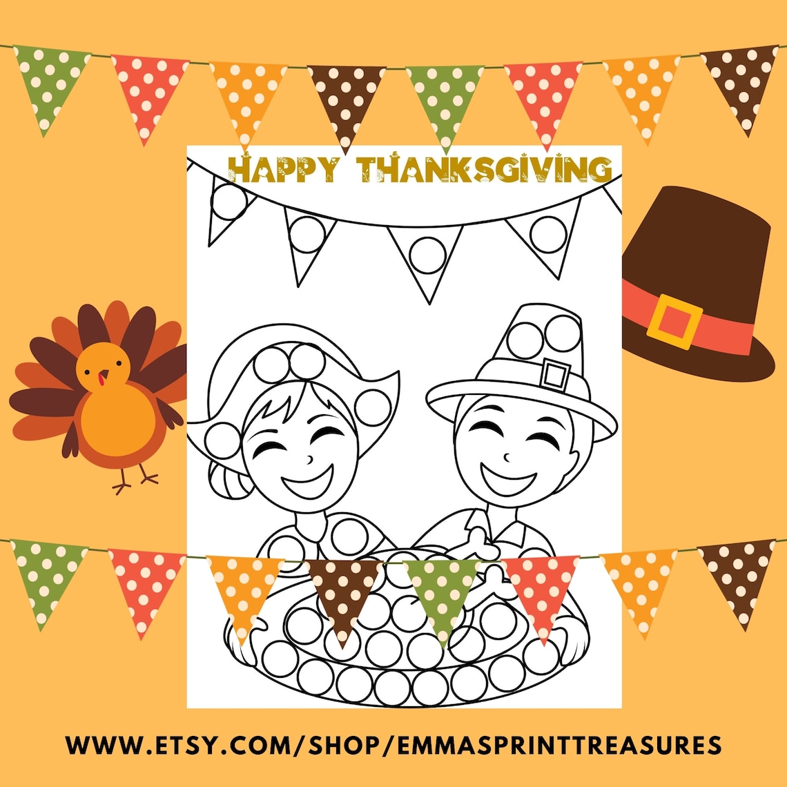 Thanksgiving Coloring Sheets| Dot A Dot Coloring Page for Kids| Do A ...
