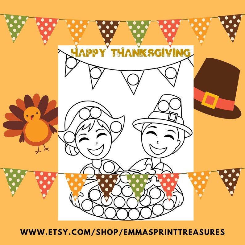 Thanksgiving Coloring Sheets| Dot A Dot Coloring Page for Kids| Do A ...