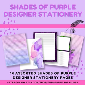 Shades of Purple Digital Designer Stationery| Digital Planner Inserts ...