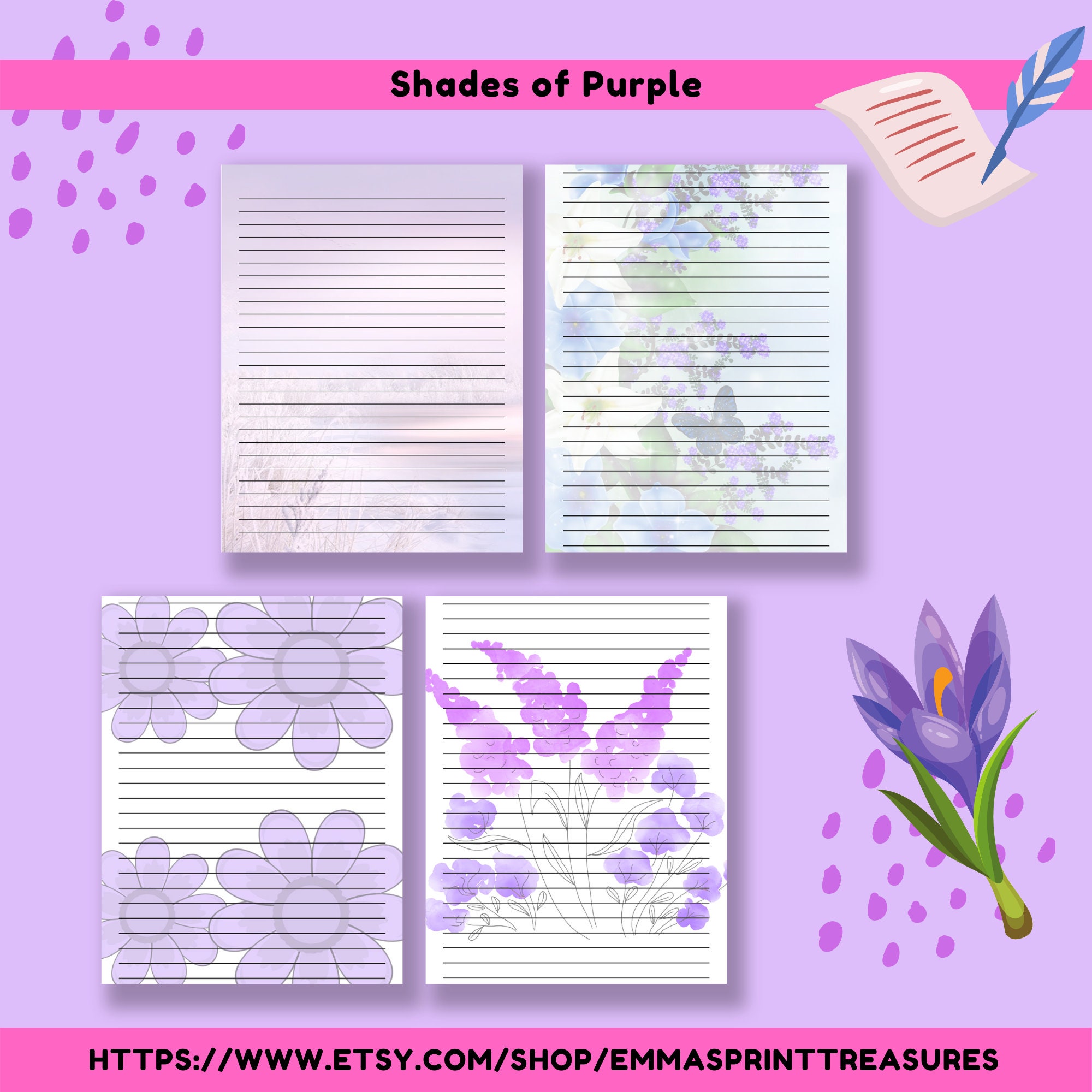 Shades of Purple Digital Designer Stationery Digital Planner - Etsy