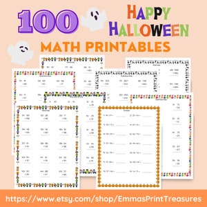 Halloween Math Printables for Kids| 4th to 6th Grade| Addition ...