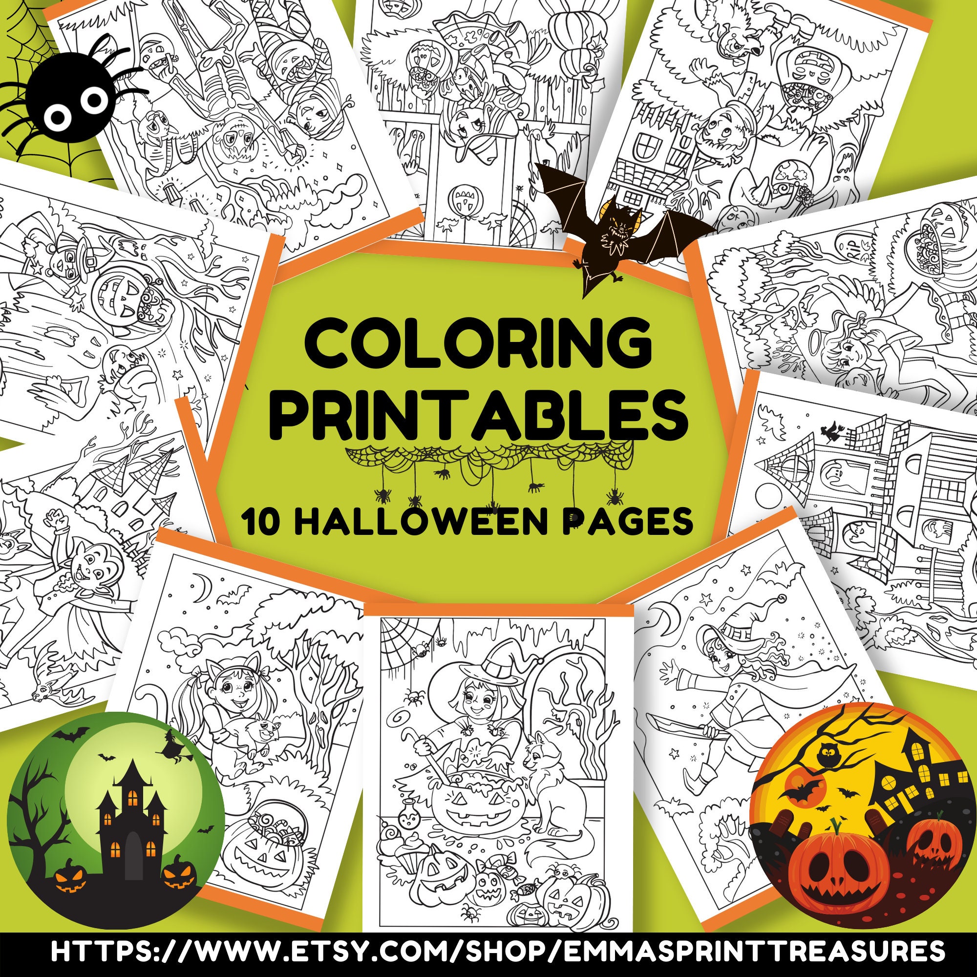 10 Kids Halloween Coloring Pages| Print and Color| Hours of Coloring ...