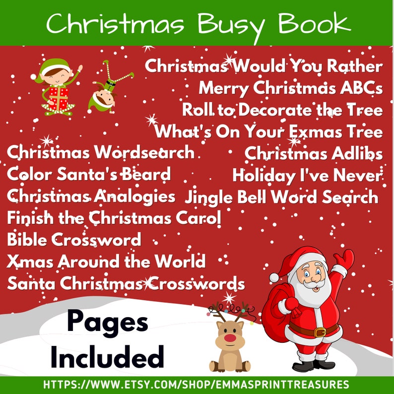Christmas Busy Book|14 Pages| Perfect for Home School, on the Road or ...