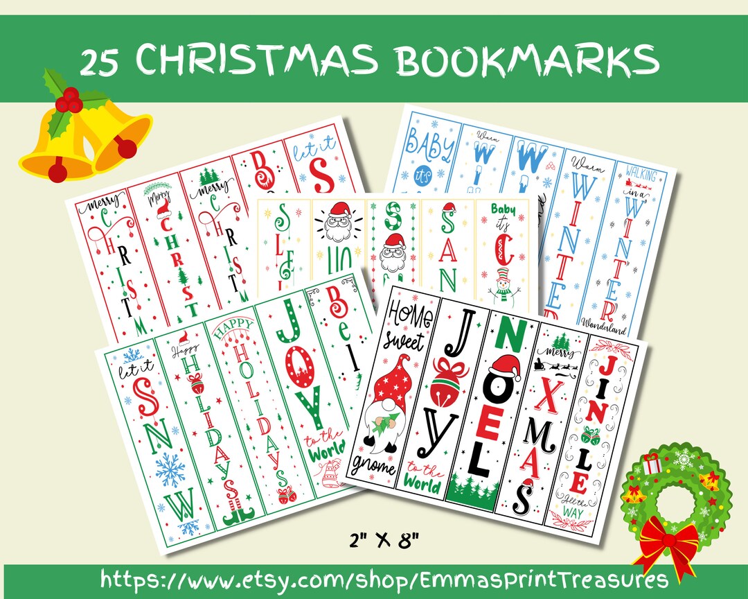 25 Christmas Bookmarks| 2x8 In| Makes a Great Stocking Stuffer for Your ...