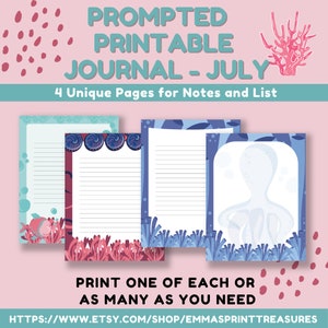 My July Journal 31 Unique Prompts Monthly Overview Themed Lined Journal ...