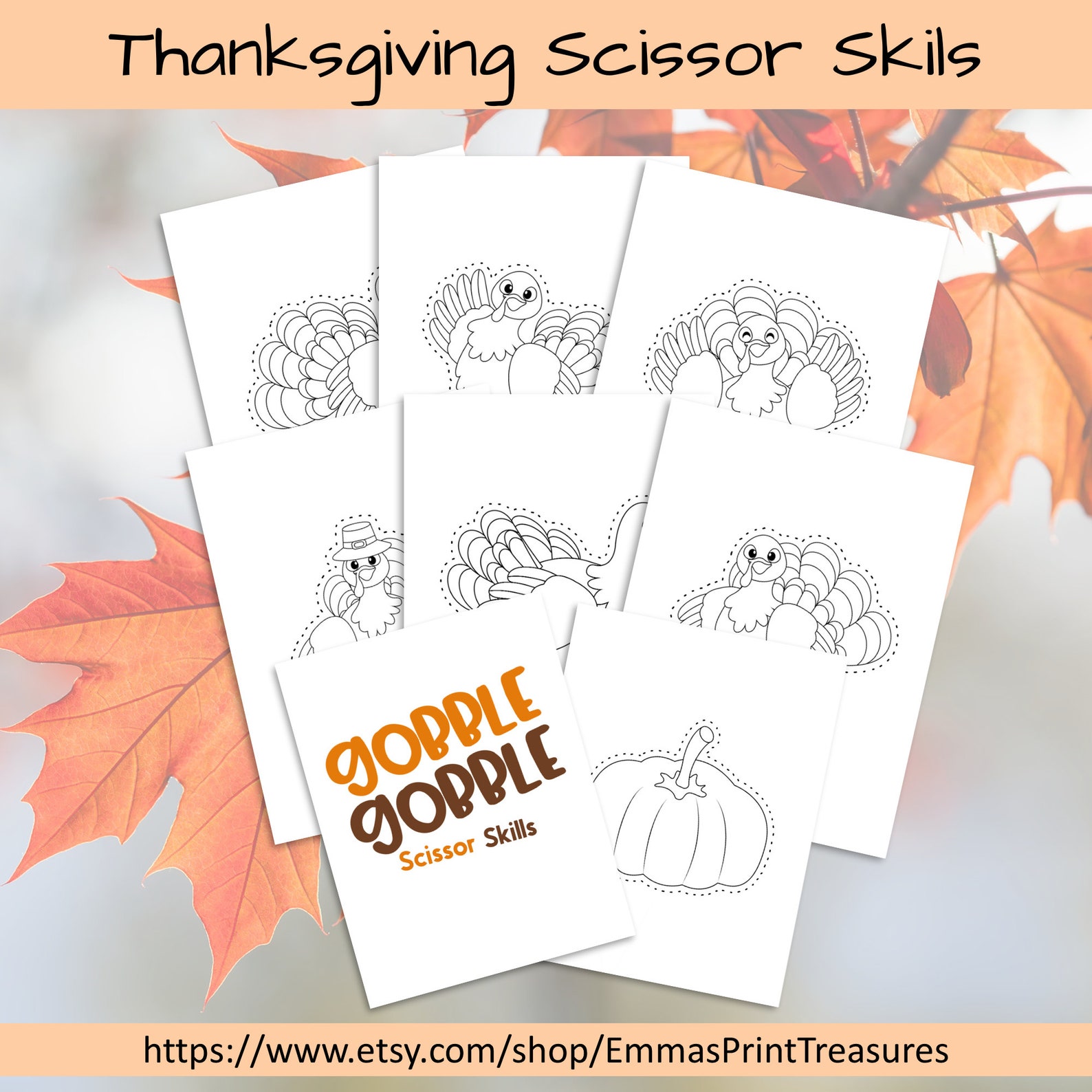 Thanksgiving Scissor Skills Printable Preschool Cutting Practice ...