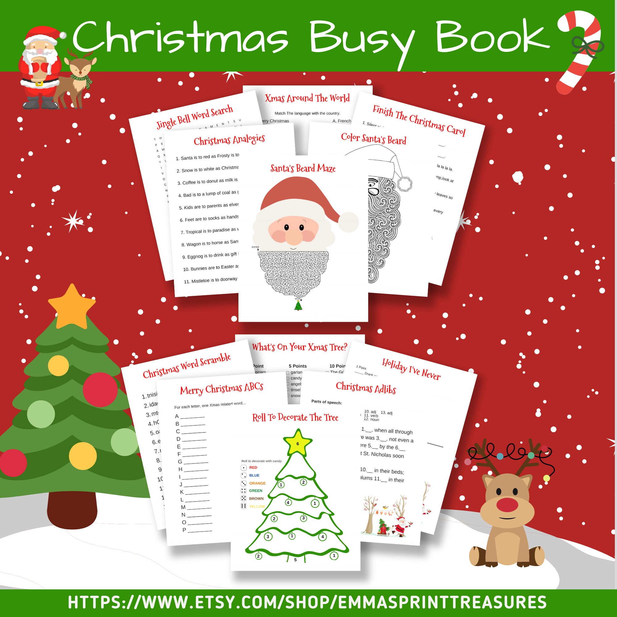 Christmas Busy Book14 Pages Perfect for Home School, on the Road or ...