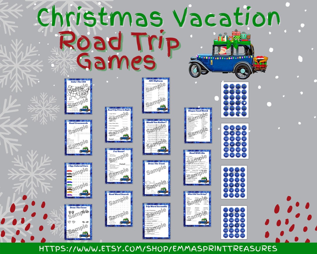Christmas Vacation Road Trip Games + Stickers| Travel Activities for ...