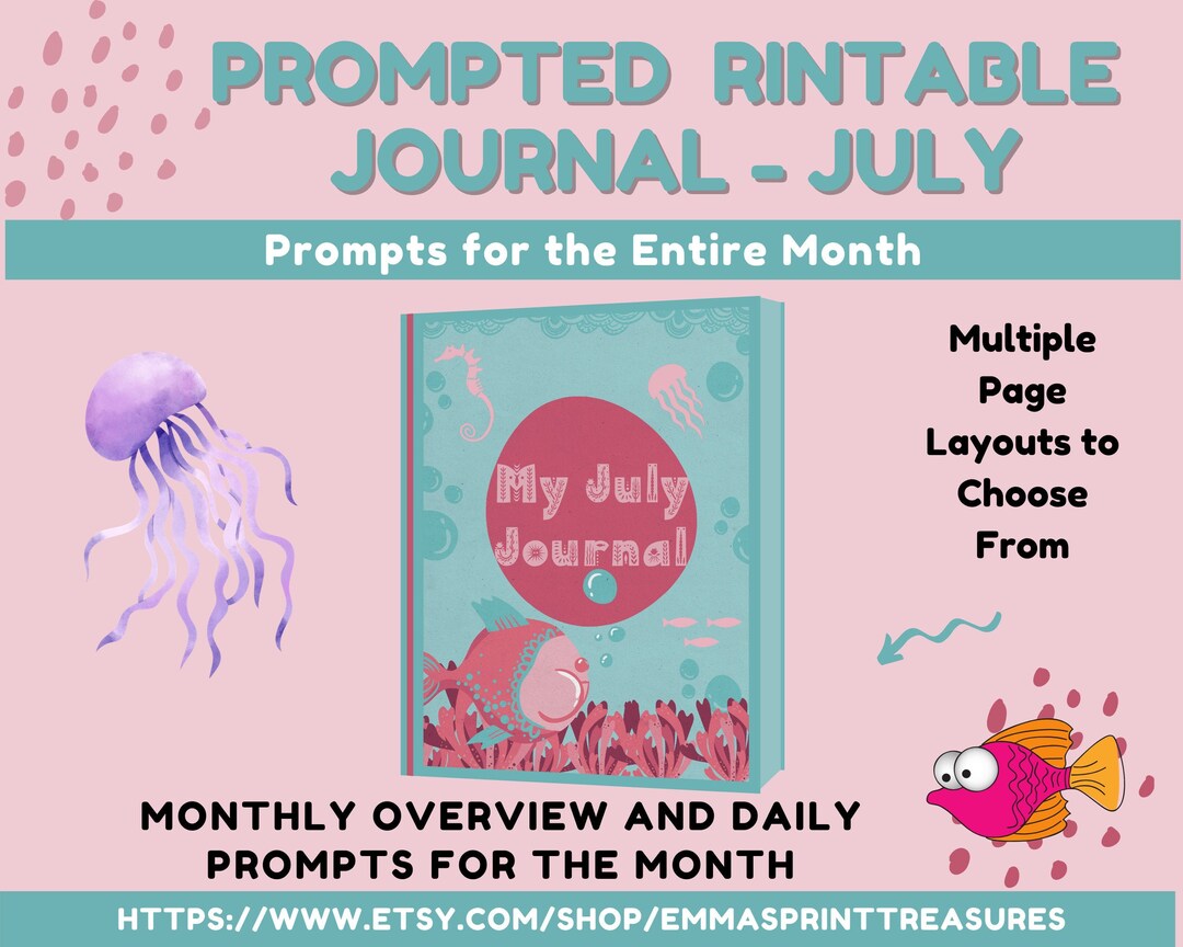 My July Journal 31 Unique Prompts Monthly Overview Themed Lined Journal ...