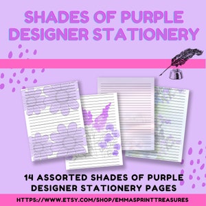 Shades of Purple Digital Designer Stationery| Digital Planner Inserts ...