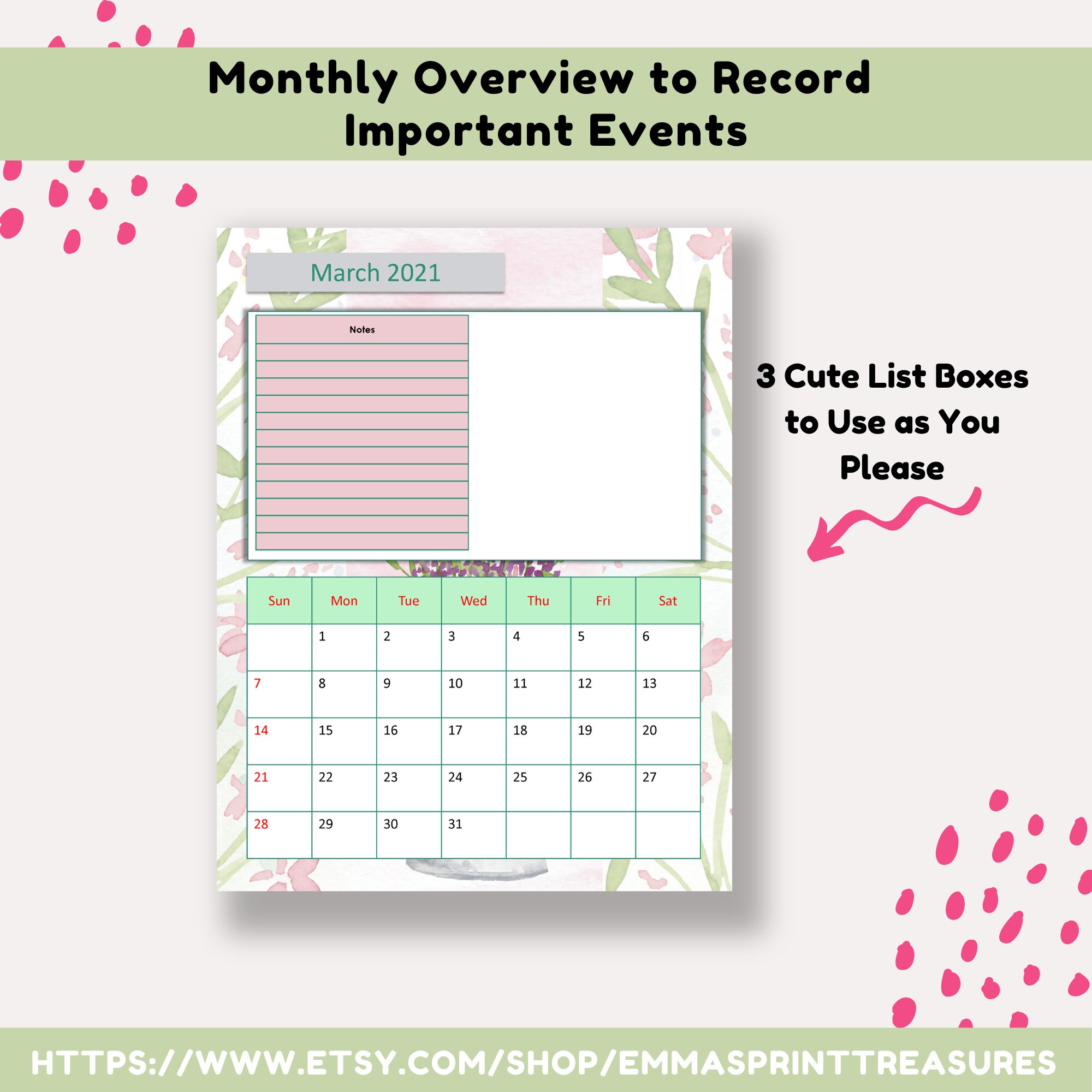 My March Journal| 31 Unique Prompts| Monthly Overview| Themed Lined ...