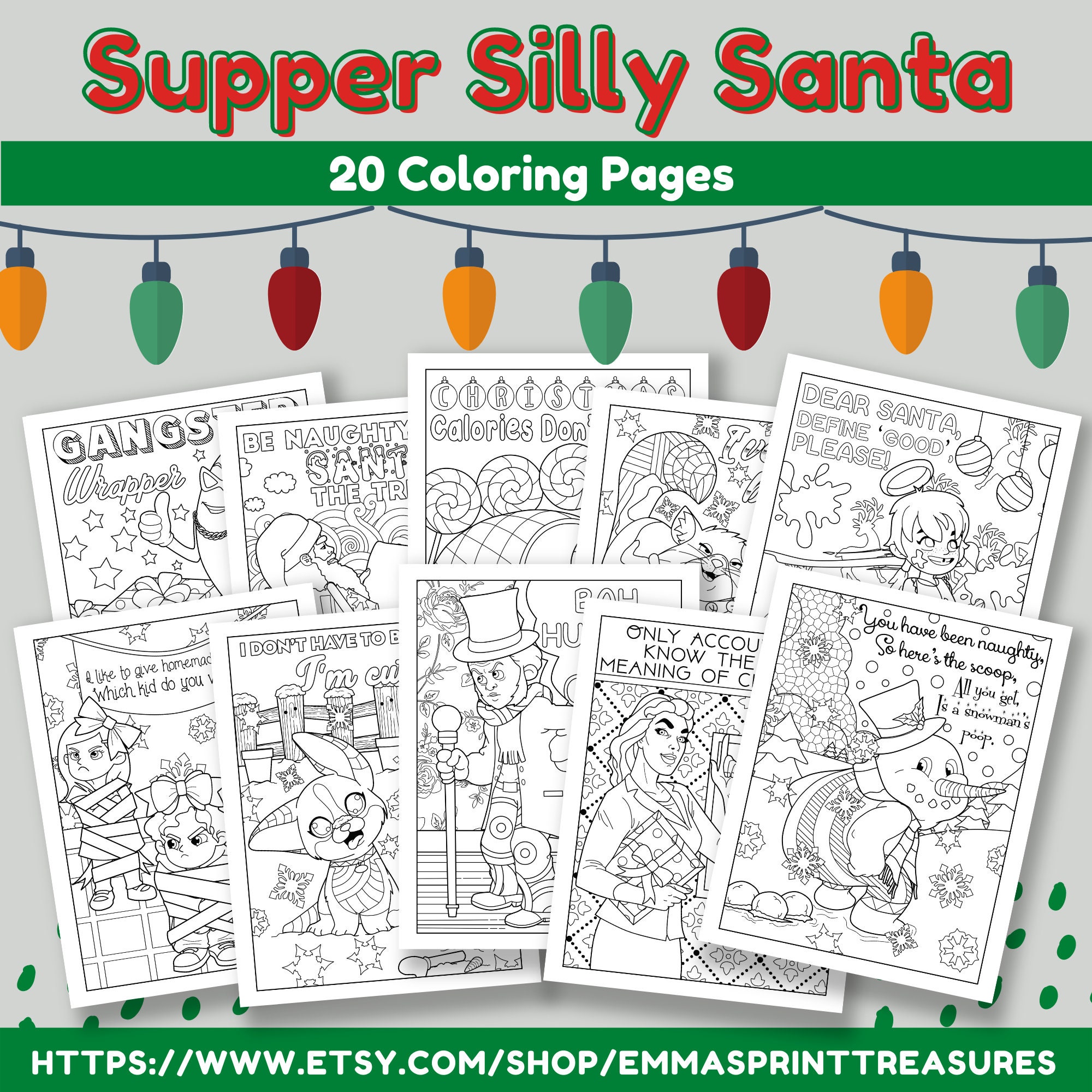Super Silly Santa Coloring Pages| 20 Unique Pages| All Ages| Instant ...
