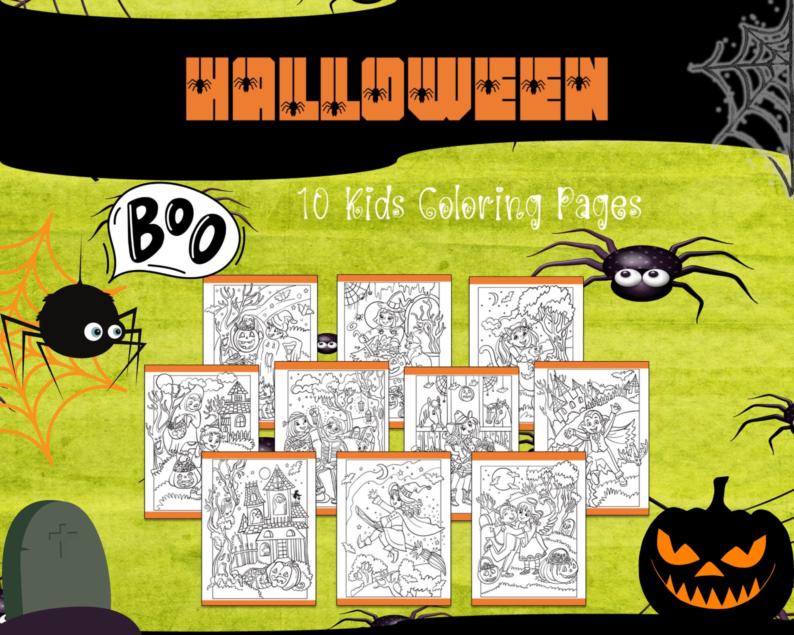 10 Kids Halloween Coloring Pages| Print and Color| Hours of Coloring ...