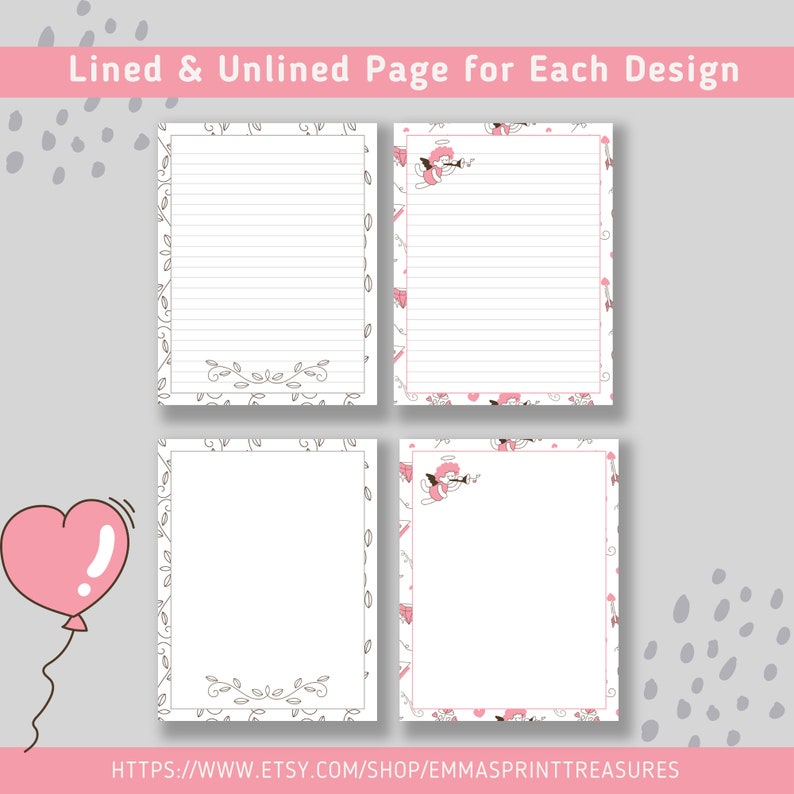 12 Valentine Doodle Stationery Pages |digital Designer Stationery ...