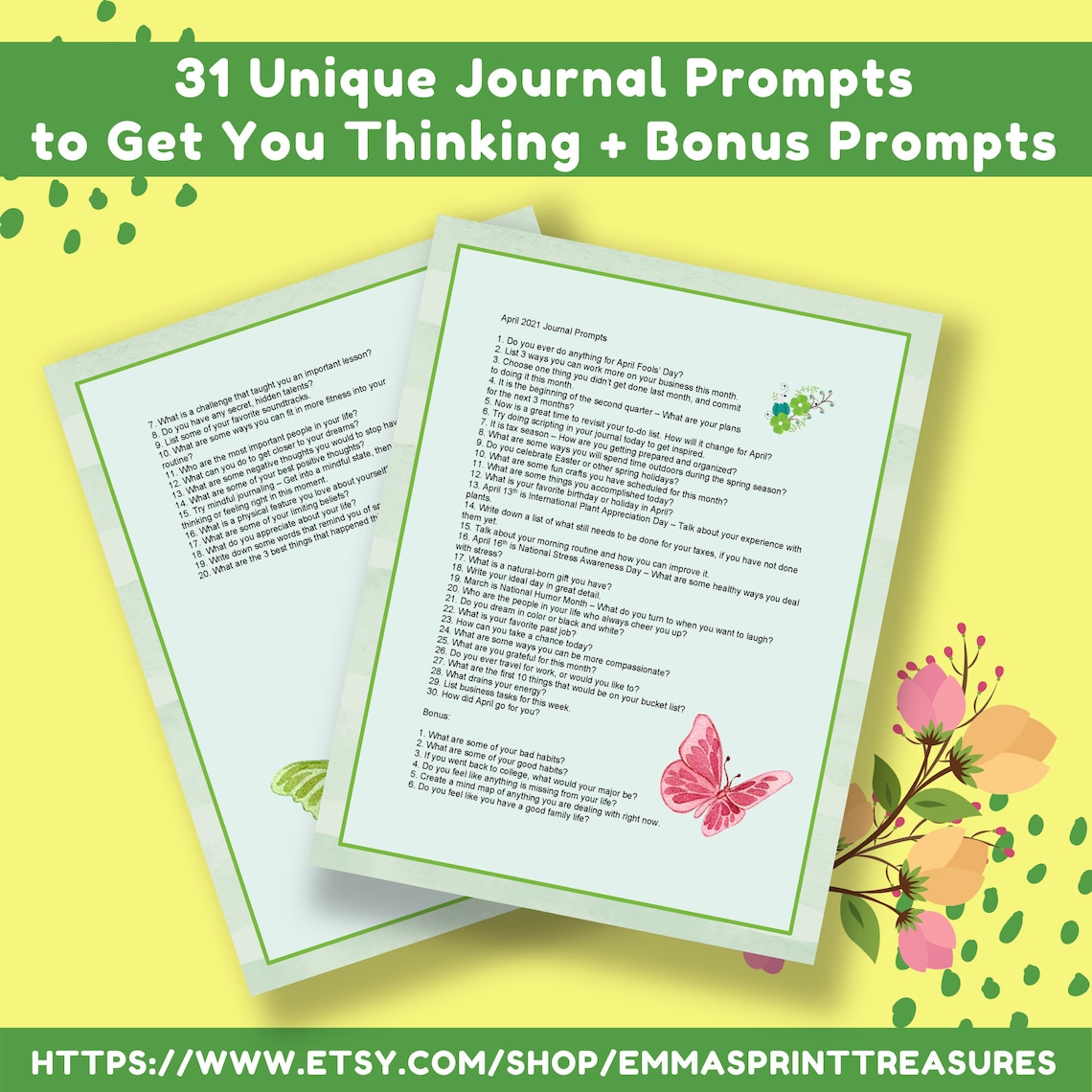 My April Journal 31 Unique Prompts Monthly Overview Themed Lined ...