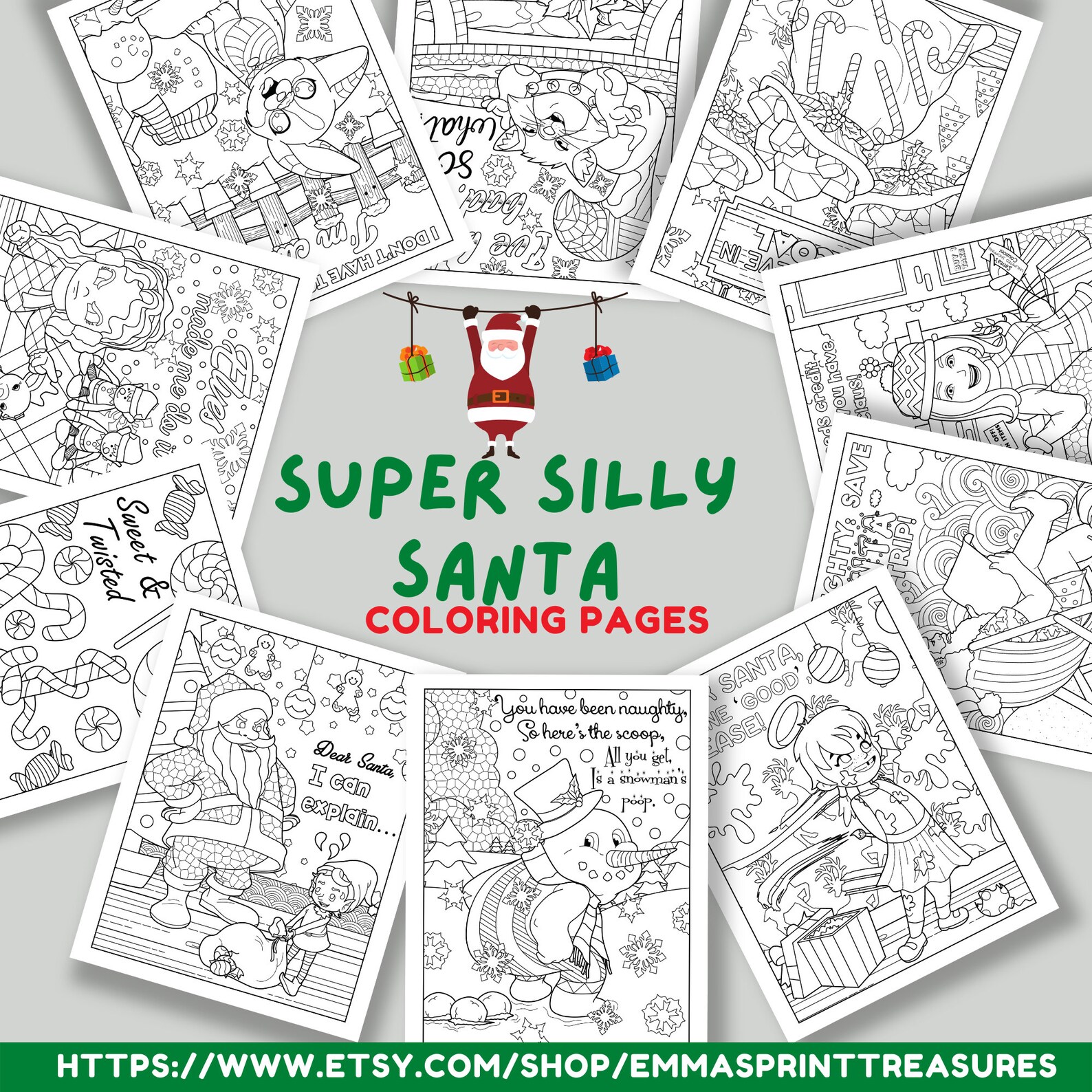 Super Silly Santa Coloring Pages| 20 Unique Pages| All Ages| Instant ...