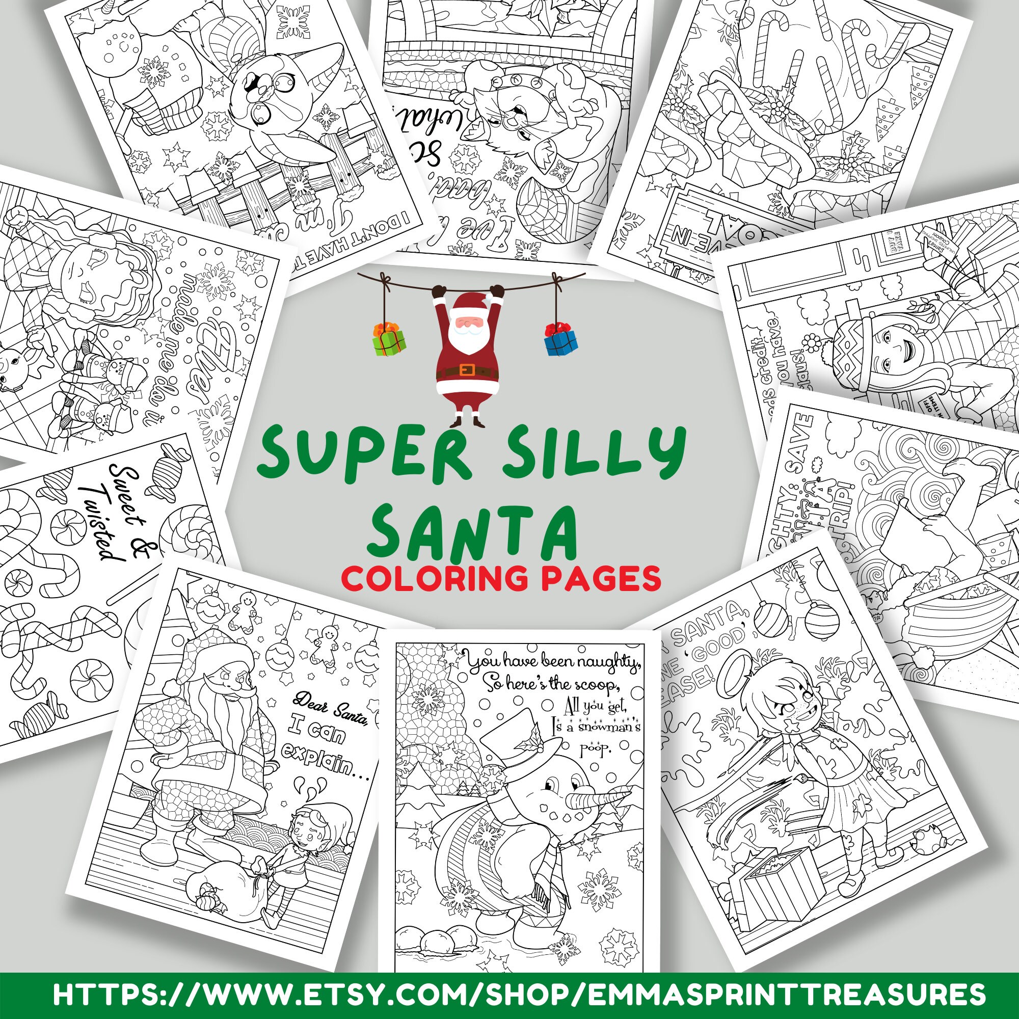 Super Silly Santa Coloring Pages| 20 Unique Pages| All Ages| Instant ...
