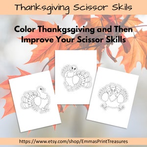 Thanksgiving Scissor Skills Printable| Preschool Cutting Practice ...