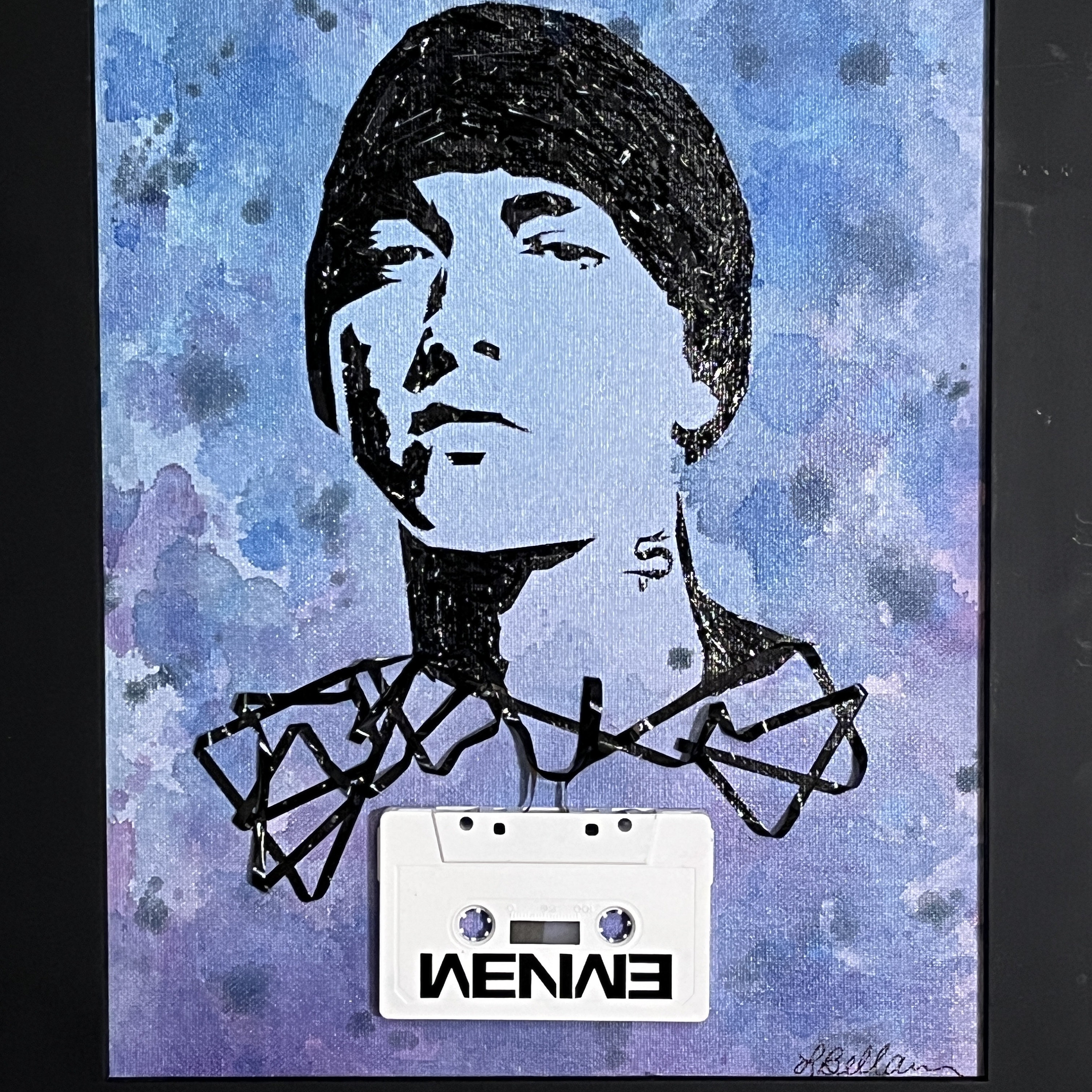 Eminem Cassette Portrait, Made Entirely of Cassette Tape on Canvas ...