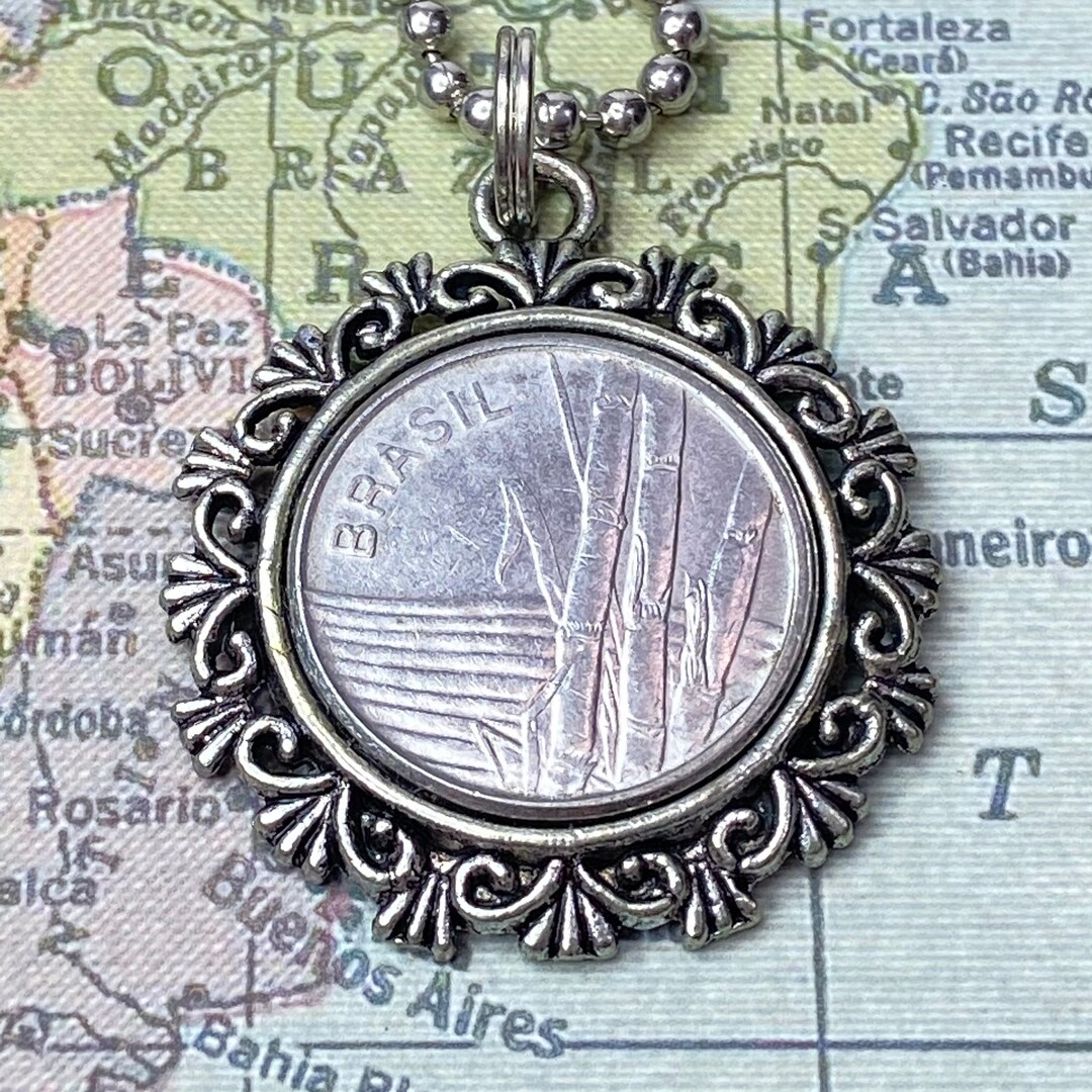 Brasil 1 Cruzeiro Coin Pendentif Collier Brésil Coin, Pièce de canne à ...