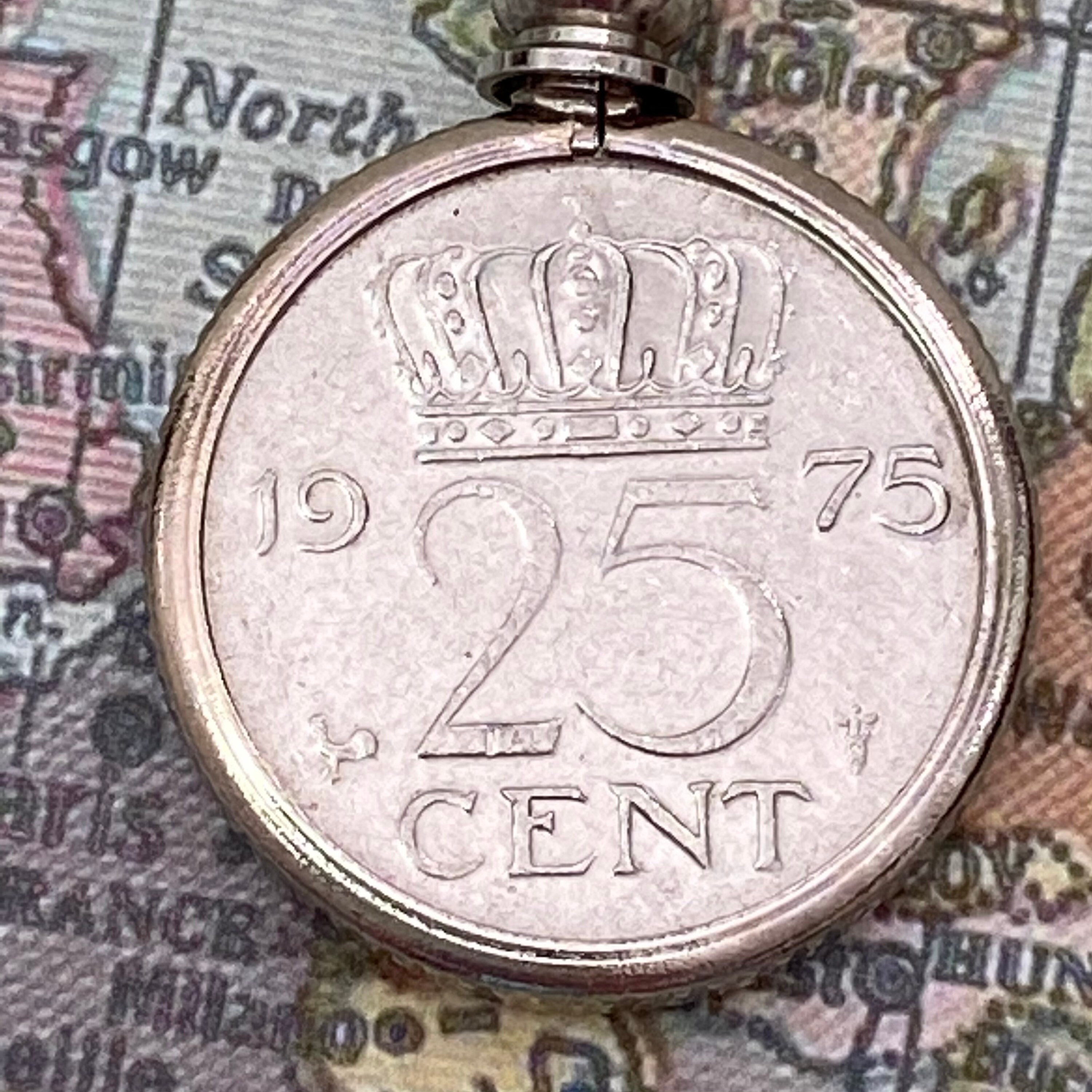 Netherlands 25 Cent Coin Pendant Necklace1975 Dutch Crown - Etsy Norway