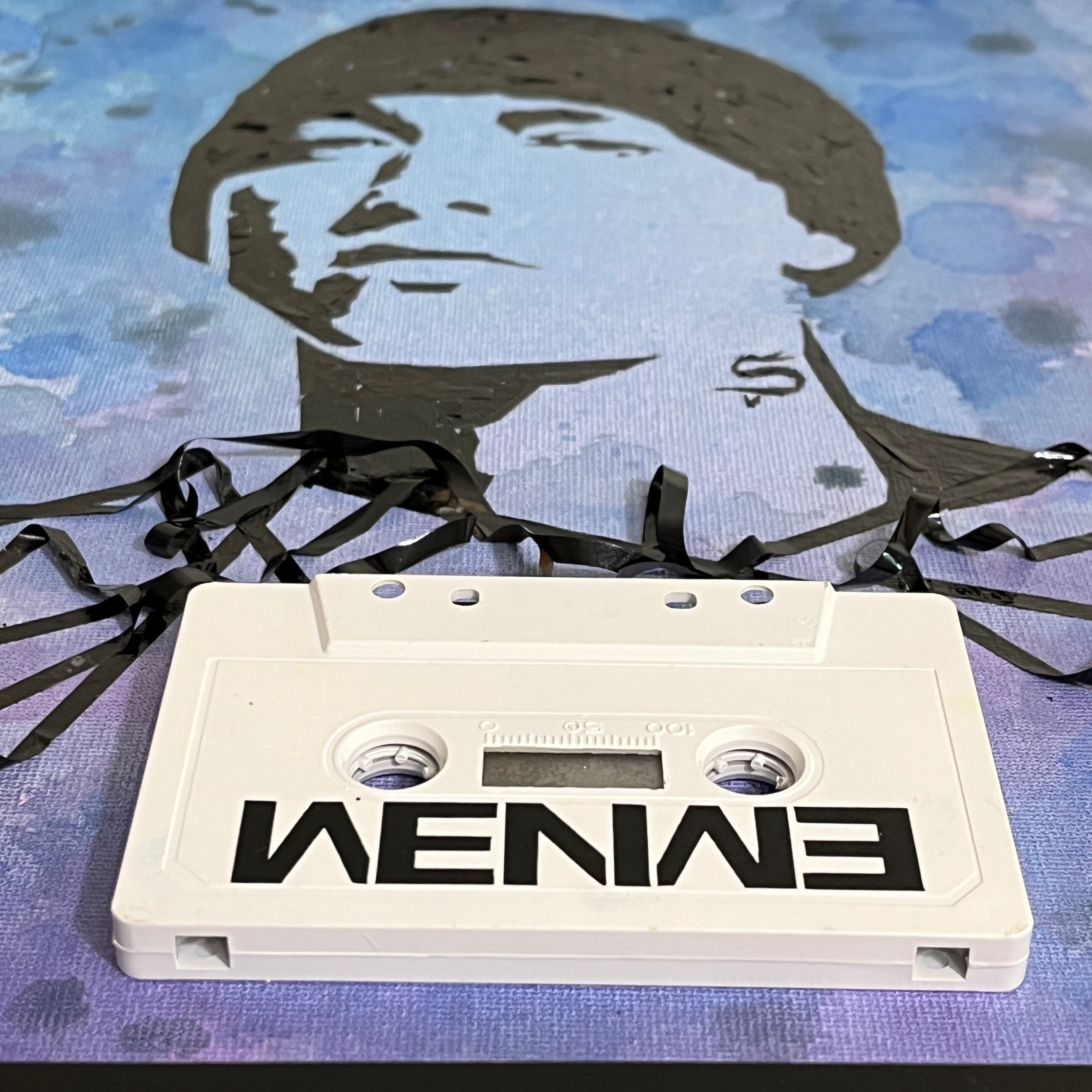 Eminem Cassette Portrait, Made Entirely of Cassette Tape on Canvas ...