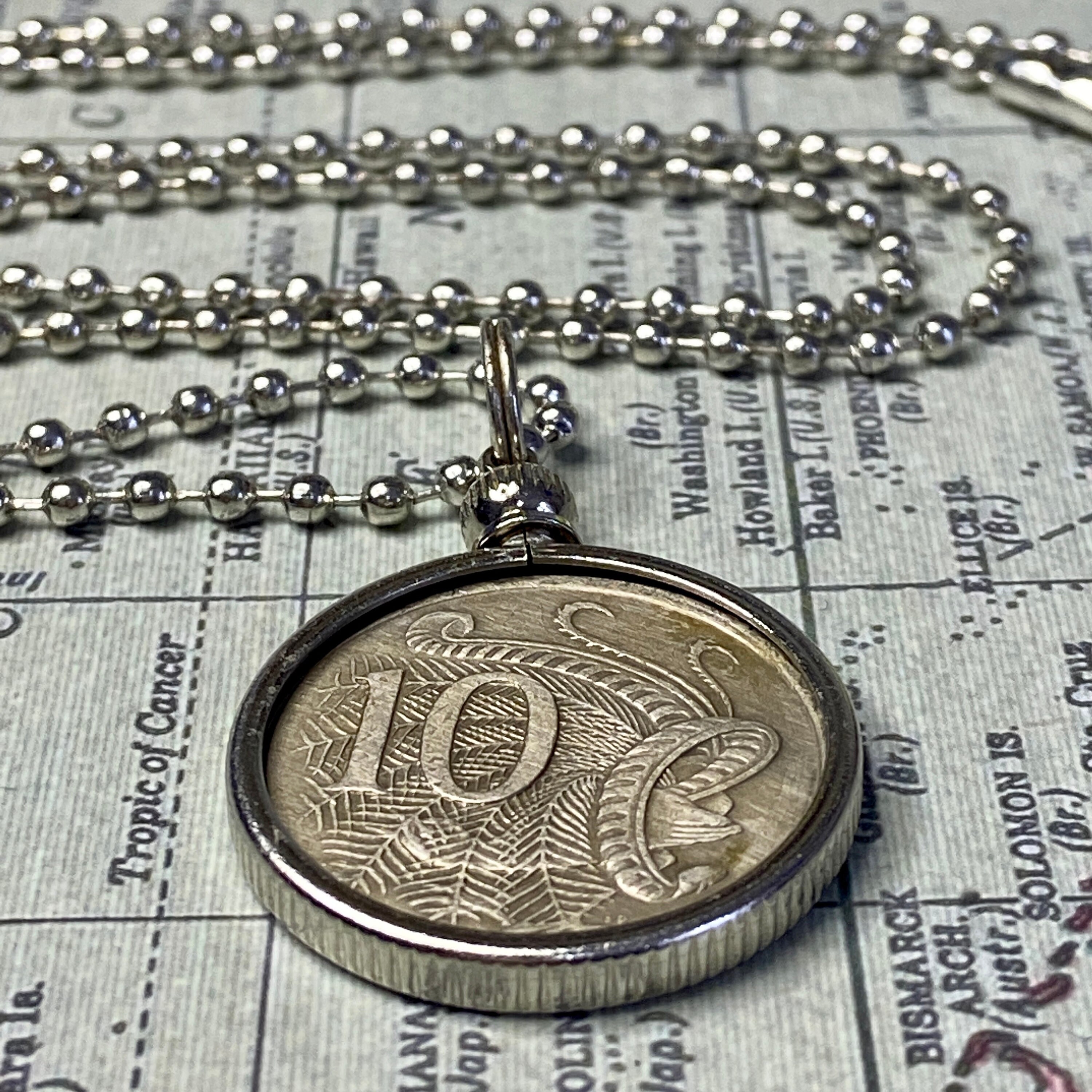 Australia 10 Cent Coin Pendant Necklace 1976 1999 Australian Coin ...