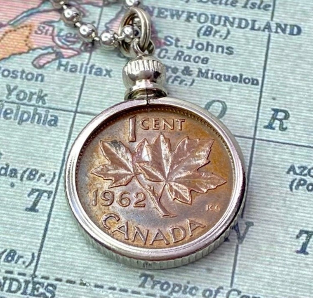 Canada Maple Leaf Penny Coin Pendant Necklace 1962,1983,1989 Canadian ...