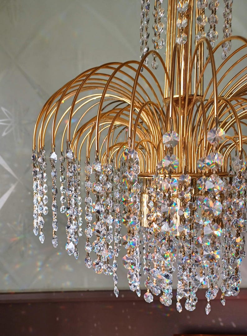 Swarovski Crystal Waterfall Chandelier: Mid-century 5-tier Retro ...