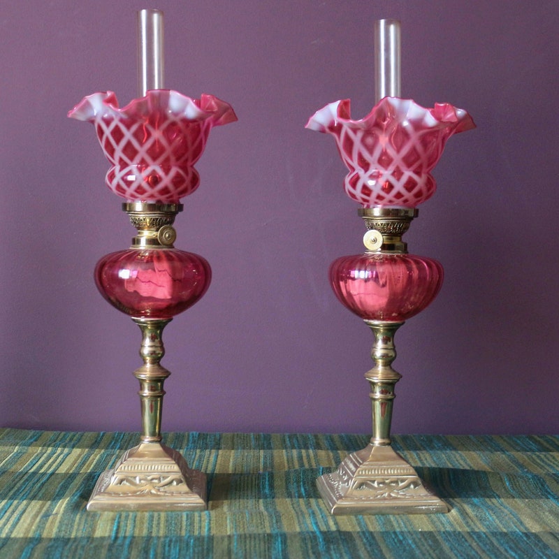 Cranberry Glass Lamp - Etsy