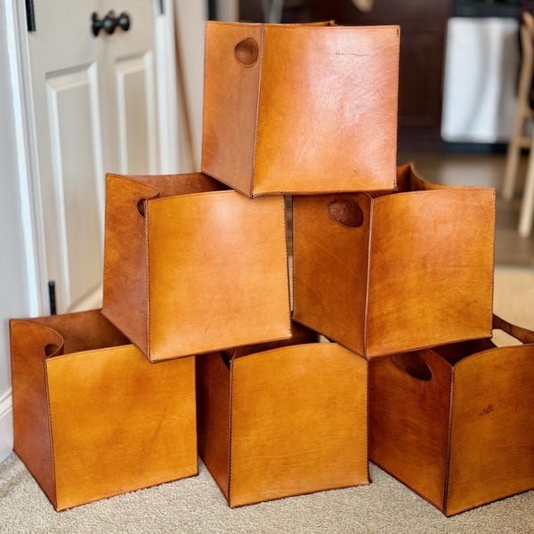 Leather Storage Bins - Etsy